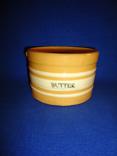 Yellow Ware Butter Crock, Brush McCoy Dandy Line #9582 | Doc's Crocks