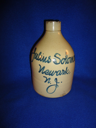 Julius Solomon, Newark, 1/2 Gallon Merchant Script Jug, Fulper #8605 ...