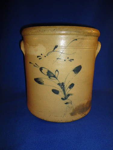 Circa 1870 Midwestern 4 Gallon Stoneware Crock with Floral #9376 | Doc ...