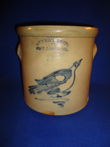 Ottman, Fort Edward, New York Stoneware Crock with Bird on a Branch ...