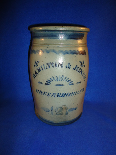 Hamilton & Jones, Greensboro, Pennsylvania Stoneware 2 Gallon Jar #9375 ...