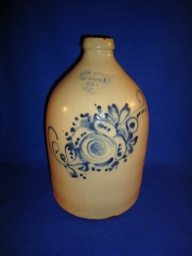 Haxstun, Ottman, Fort Edward, N.Y. Stoneware Jug with Fancy Floral ...