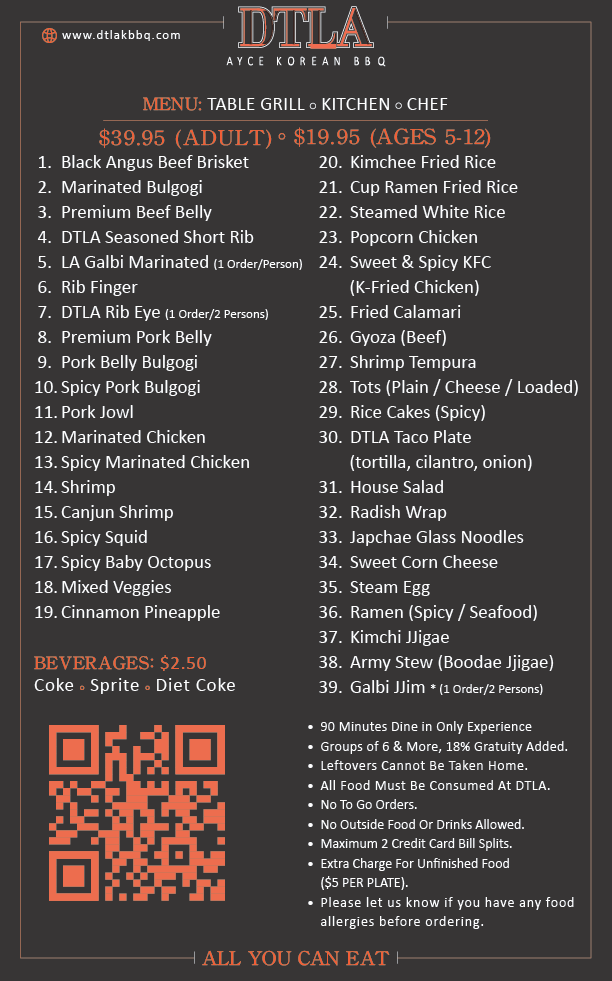 MENU | DTLA KBBQ