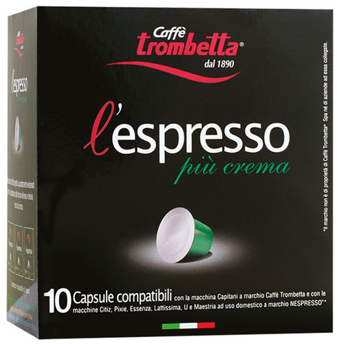 Nespresso compatible pods piu' crema 10 capsules by Trombetta coffee ...