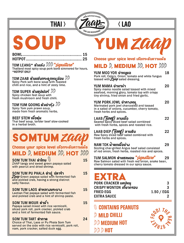 Menu | Zaap Restaurant