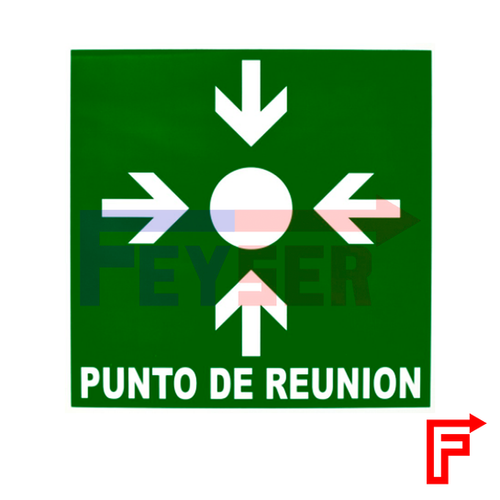 LETRERO ADVERTENCIA PUNTO DE REUNION 34X34 CM | Feyser | Ferretería