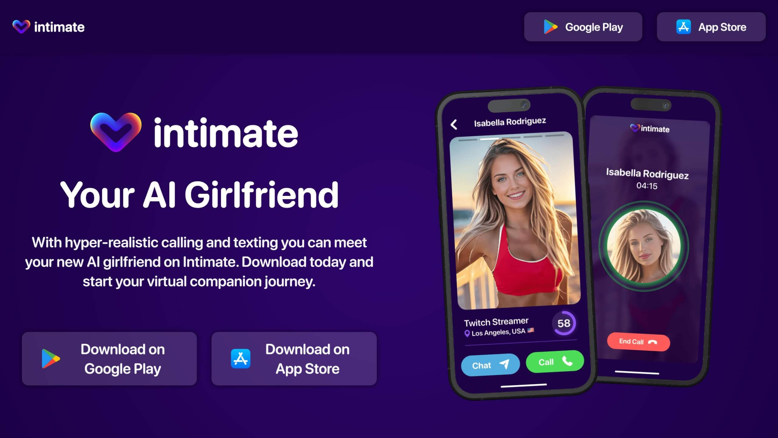 Intimate | Feel The Rush Of Hyper-Realistic GFs With Calls, Texts And ...
