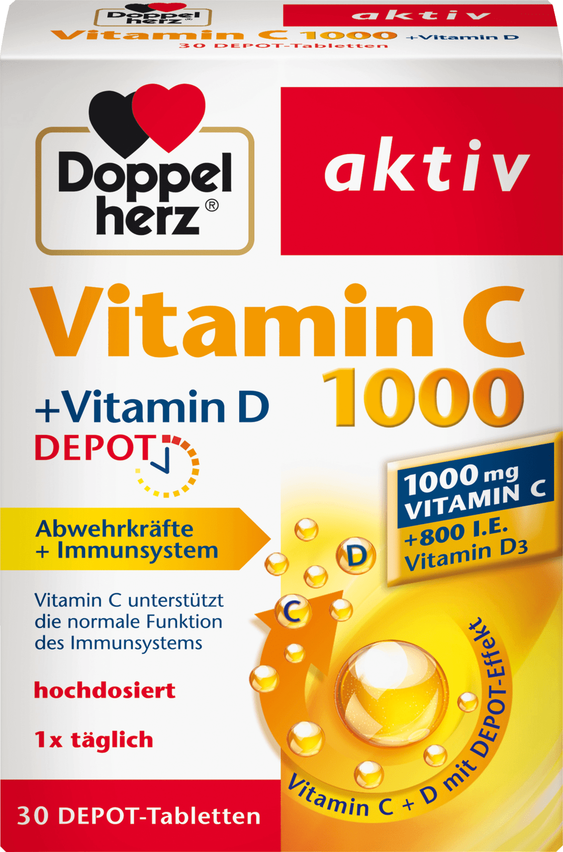 Vitamin C 1000 with 800 IU vitamin D3 Highly dosed 30 tablets, 41.3 g ...