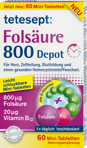 Folic Acid 800 Depot Mini-Tablets, 60 pcs | German Health&Beauty
