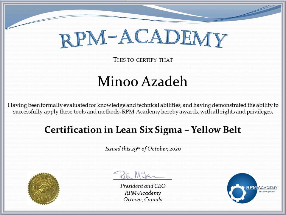 Certification-Lean/Lean Six Sigma Yellow Belt | rpm-academy