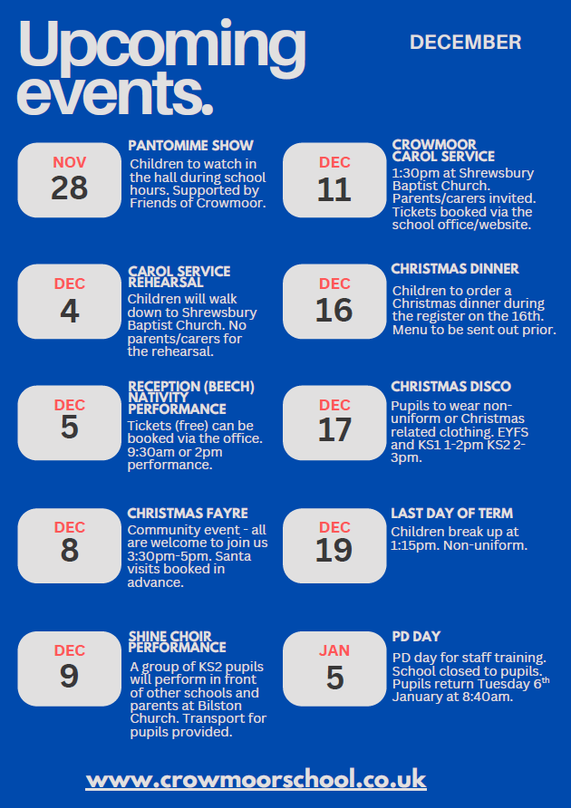 December Dates Reminder