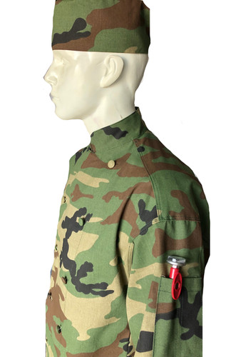 Camo Woodland Chef Jacket PRO Deluxe | chefskin