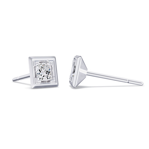Solitaire Diamond Unisex Square Shaped Stud Earrings | LONITÉ - Australia