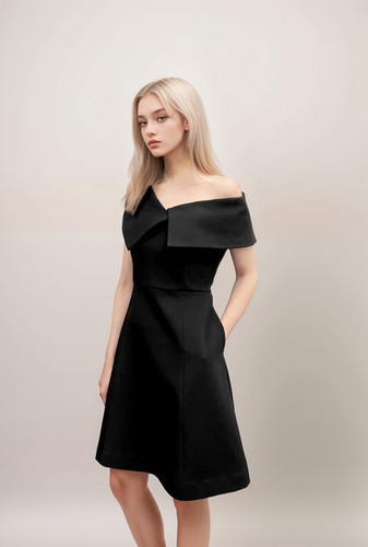 Asymmetric collar ponte dress | bread n butter
