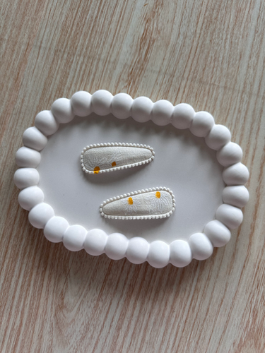 Cream Floral Snap Hair Clips | Wild Little Bear