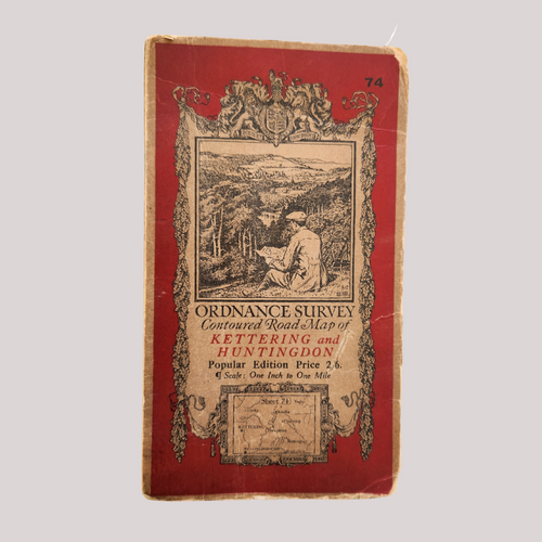 Vintage Ordinance Survey Map Kettering and Huntingdon 1920s