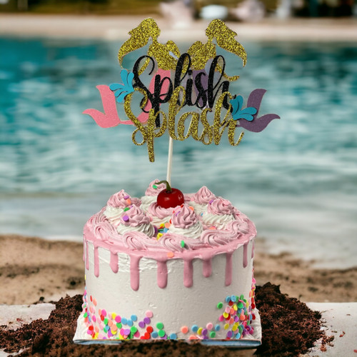 Splish Splash Mermaid Theme Cake Topper For Under The Sea Ocean Theme ...