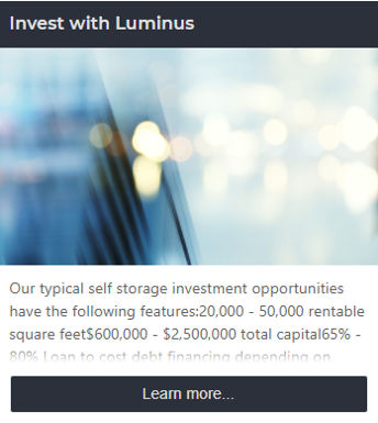 Self Storage Investment | Luminus Capital