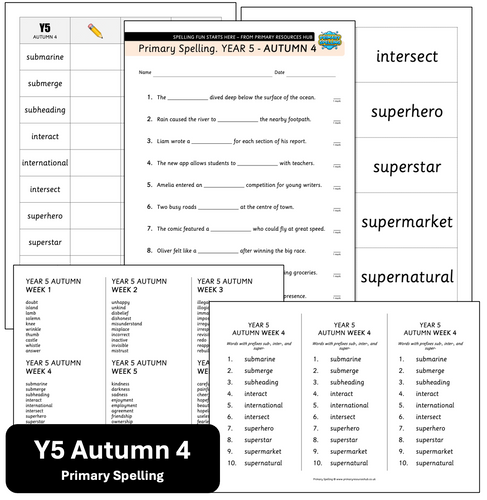 Primary Spelling: Year 5 / 36 Spelling Packs | Primary Resources Hub