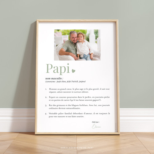Affiche personnalisée définition Papi • Réf. FAM3-PAPI ...
