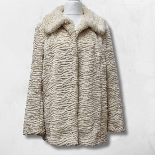 Second Hand Clothes | Bhs cream faux fur coat. Uk 12-14