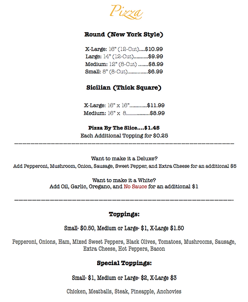 MENU | M&M Scotto's Pizza