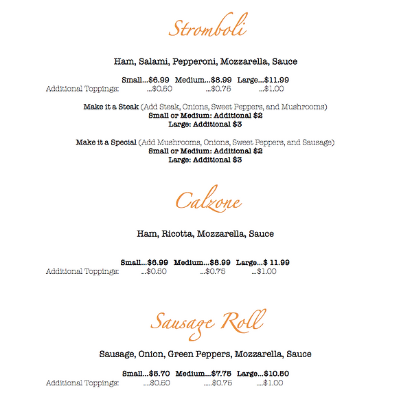 MENU | M&M Scotto's Pizza