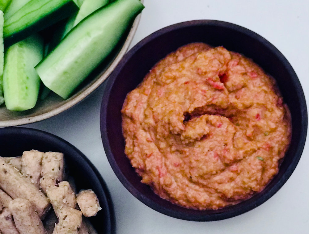 Houmous aux poivrons rouges grillés I Elise Rousse
