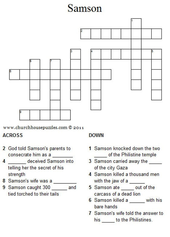 Crossword Puzzle About Samson