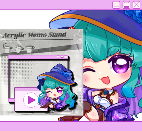 Majokko Meimi Custom Acrylic Memo Stand + Pad | Glitch Stars