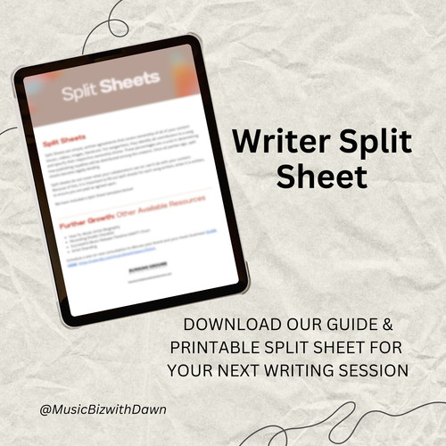 Printable Songwriter Split Sheet Template | Burning Ground Ent