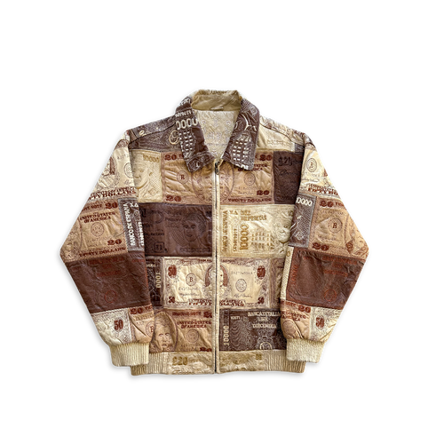 Vintage Money Leather Bomber Jacket (L/XL) | Caput Vintage