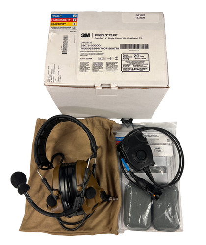 NEW | FULL KIT 3M Peltor Comtac V Headset, Single Lead w/ Gel Pads ...