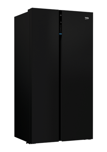 Beko Freestanding American Fridge Freezer In Black Glass