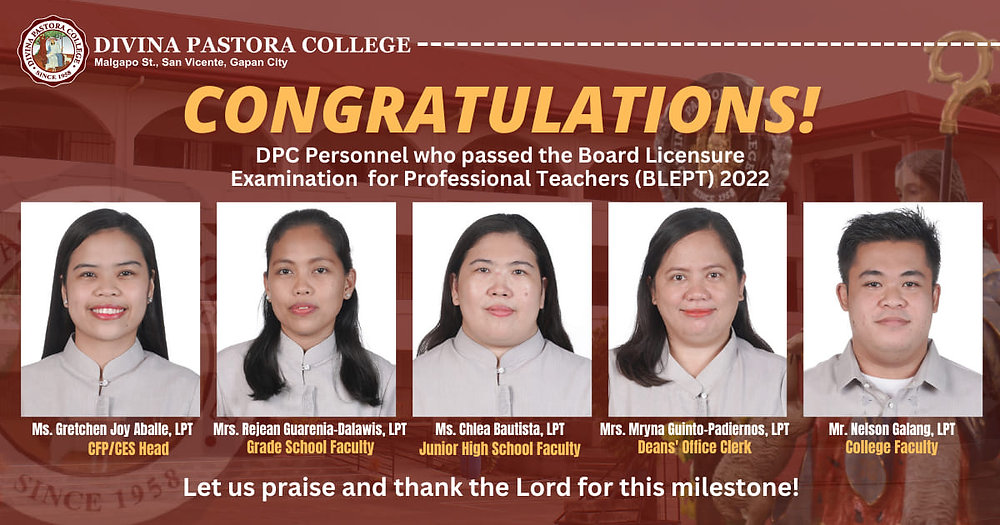 DPC Personnel who passed the Board Licensure Examination for ...