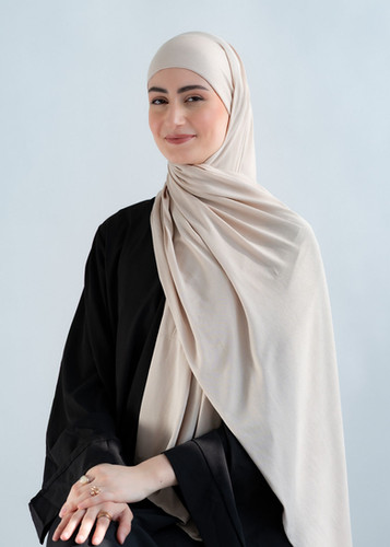 Jersey Mix Hijab Beige | Diamond Fashion Group