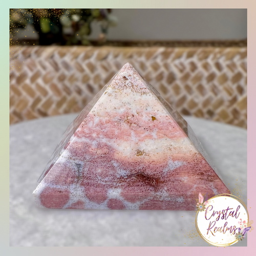 Pink Ocean Jasper Pyramid Carving | Crystal Realms