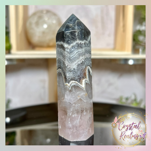 Mexican Crazy Lace & Amethyst Quartz Tower | Crystal Realms