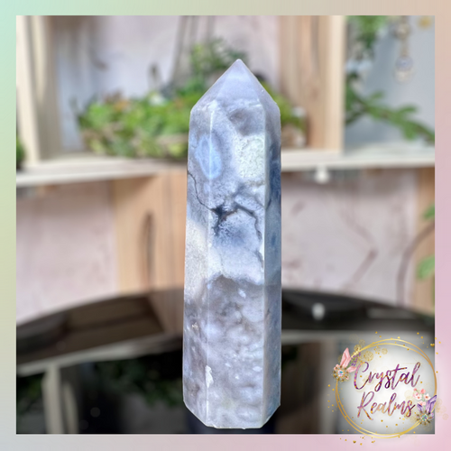 Lavender Plume Flower Agate Point | Crystal Realms