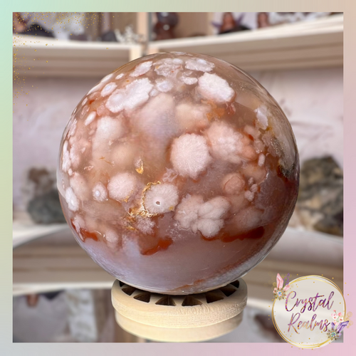 Pink Amethyst Cherry Flower Agate Sphere | Crystal Realms