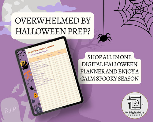 HALLOWEEN DIGITAL PLANNER (Sunday Start) | JMDigitalArtPlanners