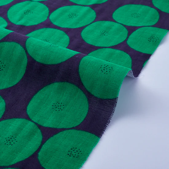 Kokka Muddy Works Cotton Double Gauze Green Blue Circles | SewBo