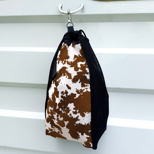Helmet Drawstring Bag - Cow Print | Horse and a Half