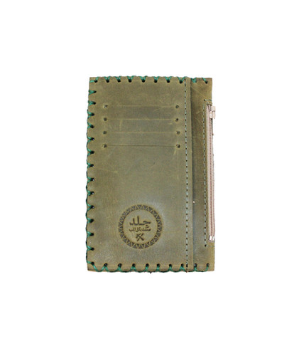 Pantone Cedar Green Slim Leather Wallet | Jerusalem Shuk