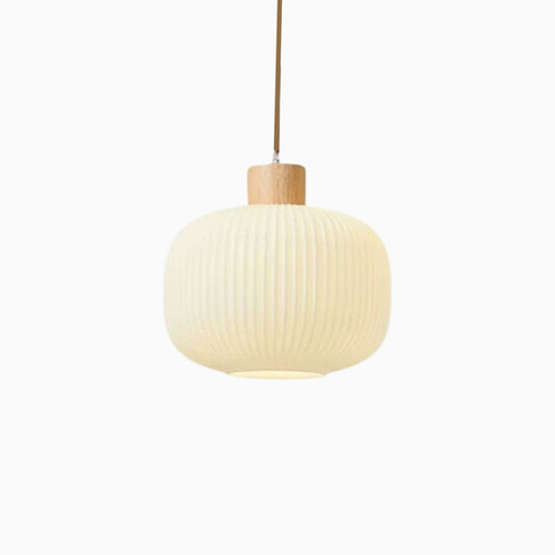 Hai | Wood and Milk Glass Pendant Light- Kitchen Lighting | Guild Manor