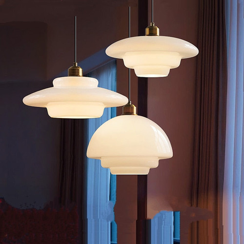 Rowan | Mid Century Milk Glass Pendant Lights | Guild Manor
