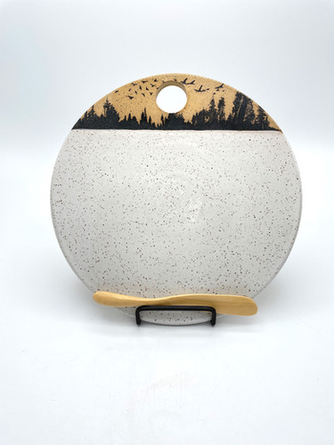 Cheese Stone Forrest Pattern - Tapas Plate - Natural Clay ...