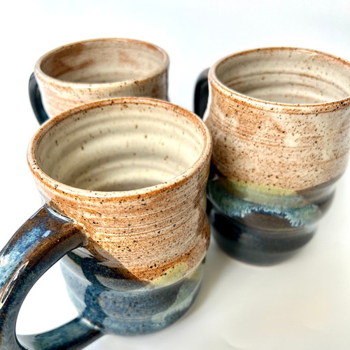 Mug - Coffee Cup - Wavy Mug in Tri color Glaze | bridgespottery_MAIN