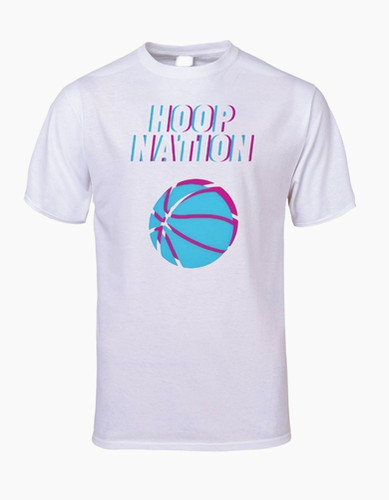 Miami Vice Colourway Large Logo White Tee | Hoop Nation