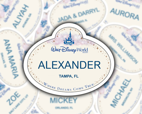 Custom Made Personalized Disney World Name Tag Sticker ...